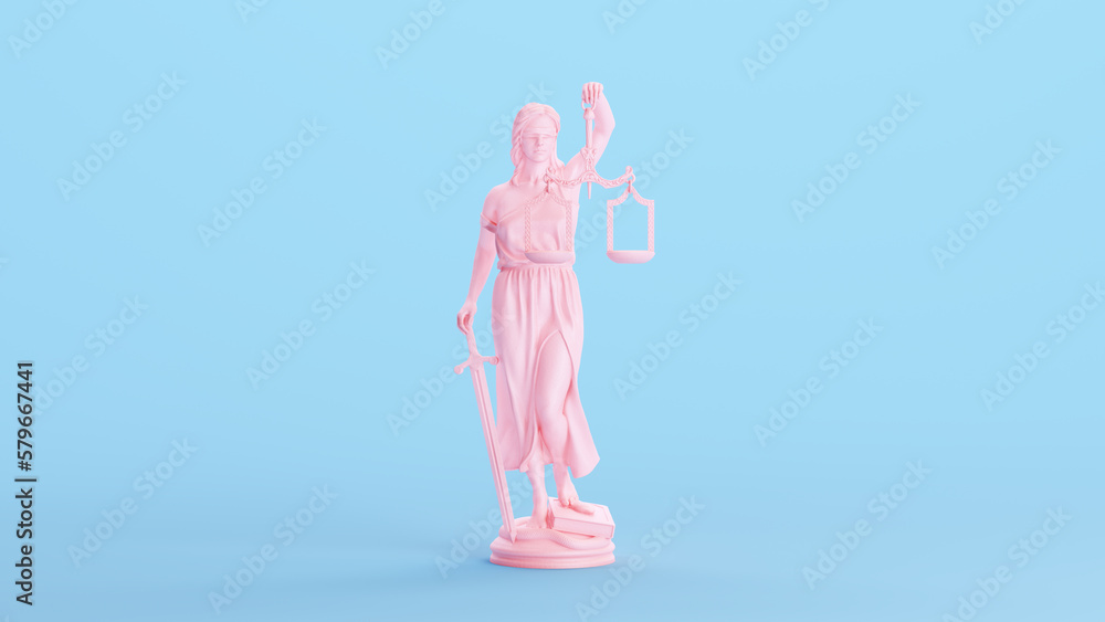 Pink Woman Lady Justice Scales Protection Balance Judicial System Blue ...