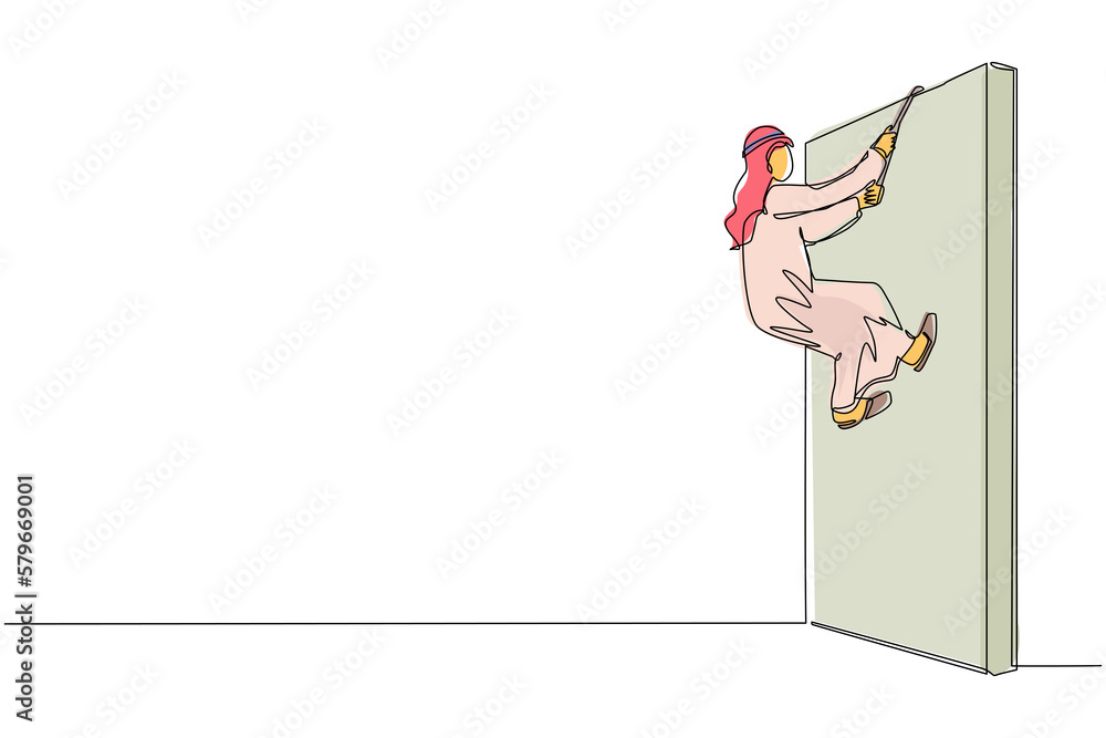 Continuous one line drawing business determination concept with Arabian ...