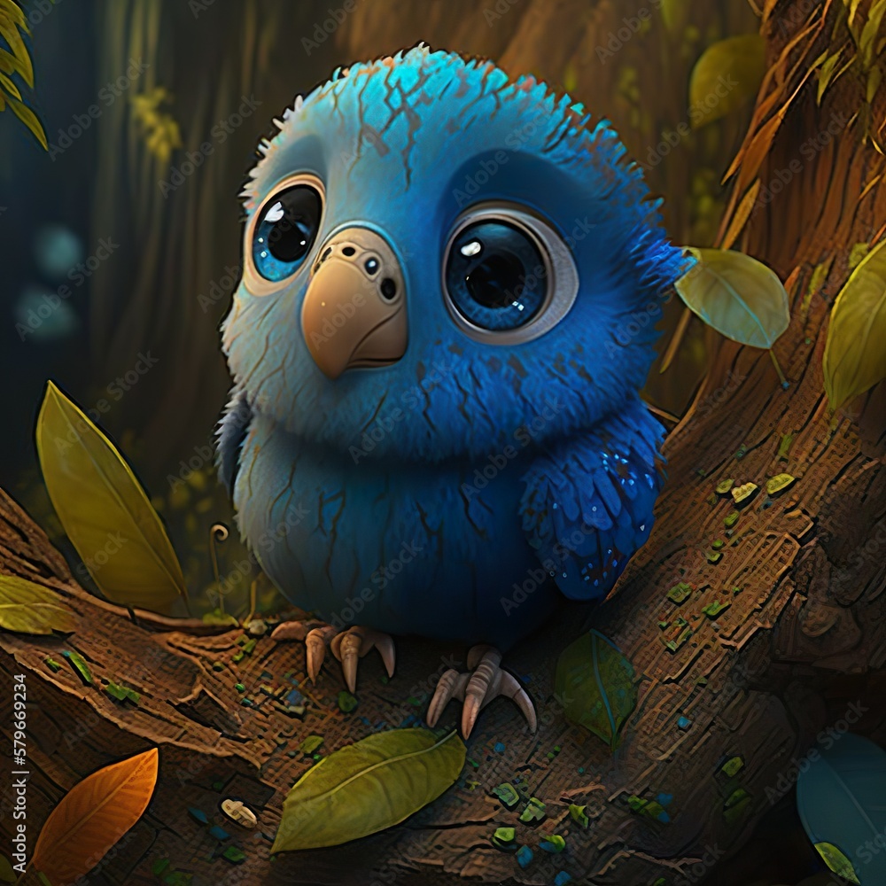 Pip: The Cute Bird with Big Blue Eyes Living in a Tree - A Disney-Style ...