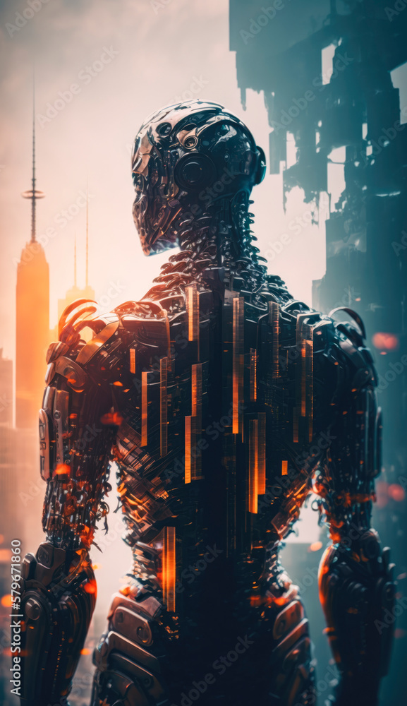 The metaverse visualized by a futuristic scene with future technology ...