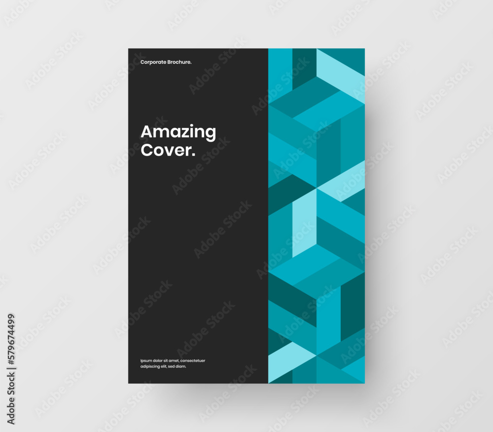 Premium mosaic shapes front page layout. Clean brochure design vector ...