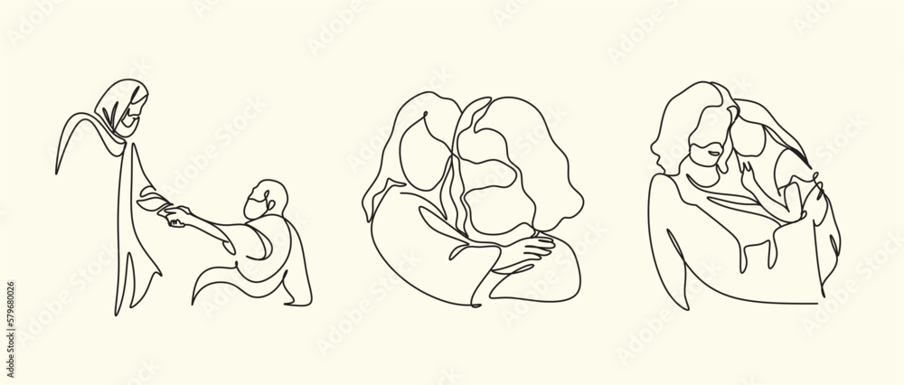 Photo & Art Print Continuous line drawing of Jesus Christ , linear style and Hand drawn Bible ...