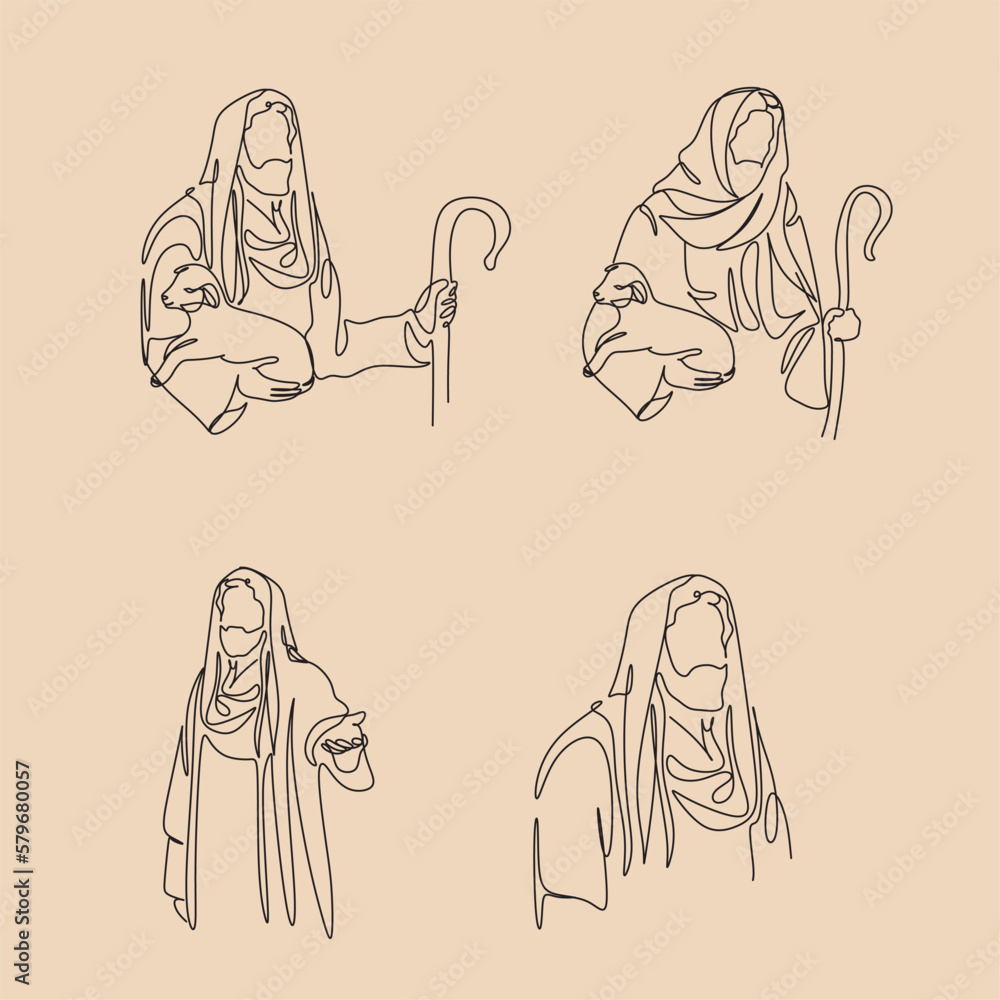 Continuous line drawing of Jesus Christ , linear style and Hand drawn ...