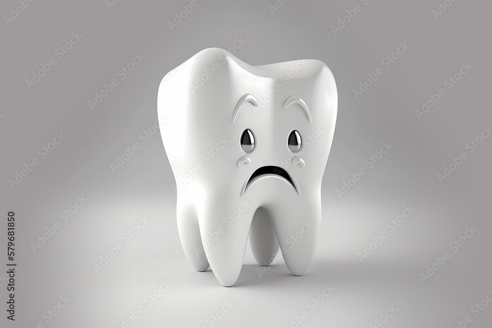 Tooth with a crying face. 3d render. Generative ai design. Stock ...