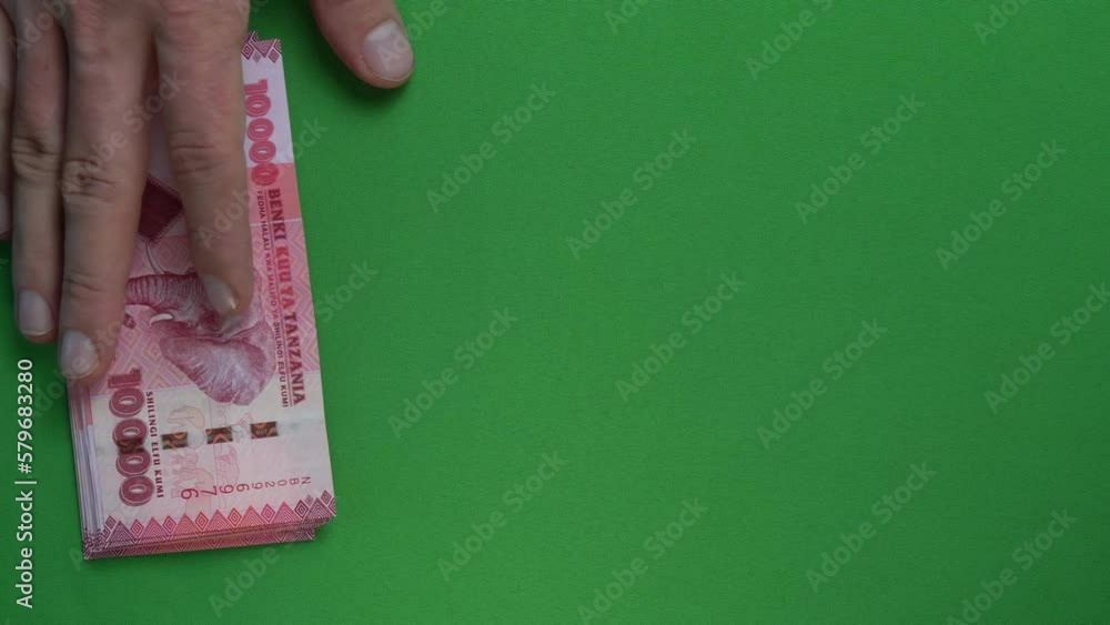 Tanzanian Shilling on green screen. Ten thousand TZS. Banknote of ...