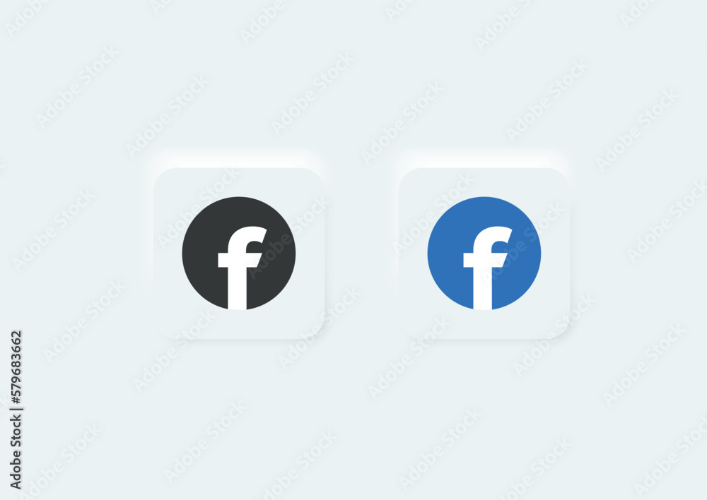 Facebook icon trendy neumorphism style, neumorphic facebook logo icon ...