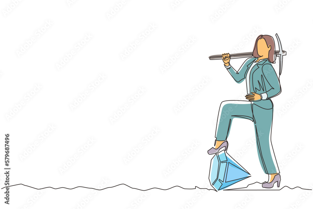 Vetor de Single continuous line drawing Arab businessman digging ground ...