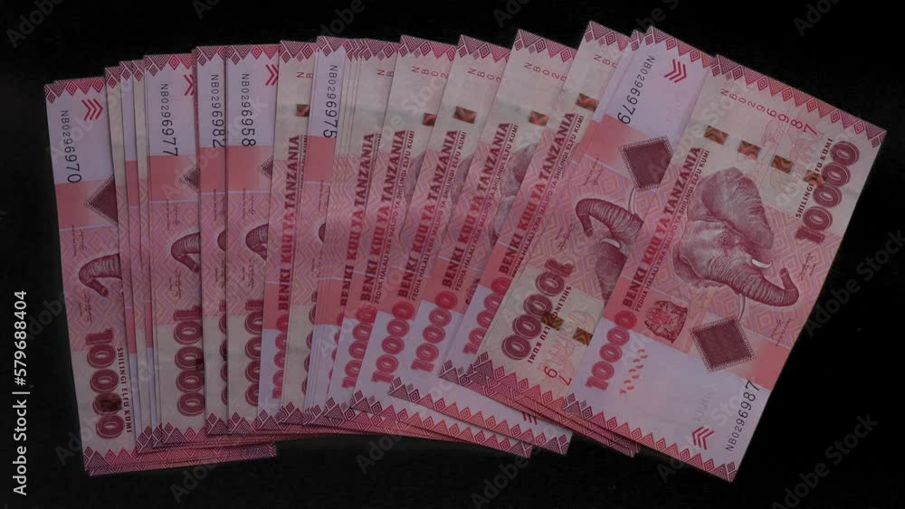 Tanzanian Shilling. Ten thousand TZS. Banknote of Tanzania. Counting ...