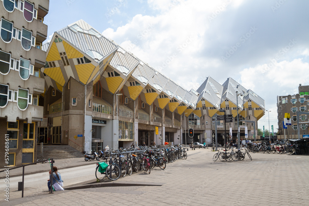 Rotterdam Holland - May 15th 2013: Looking up at the Cube Houses of ...