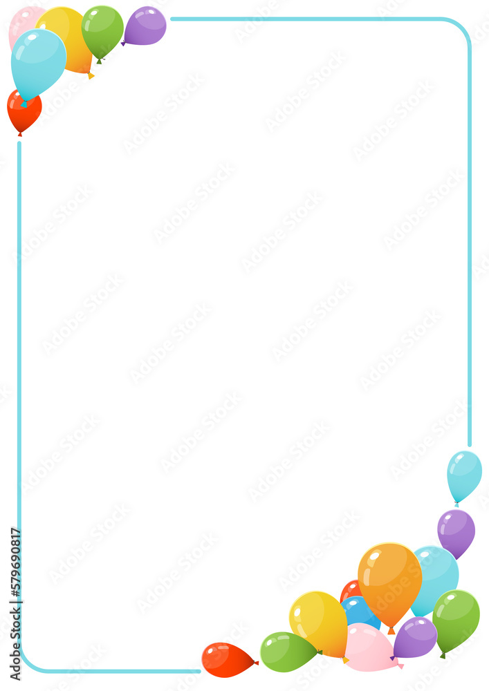 frame with decoration of party balloons in vertical format to include ...