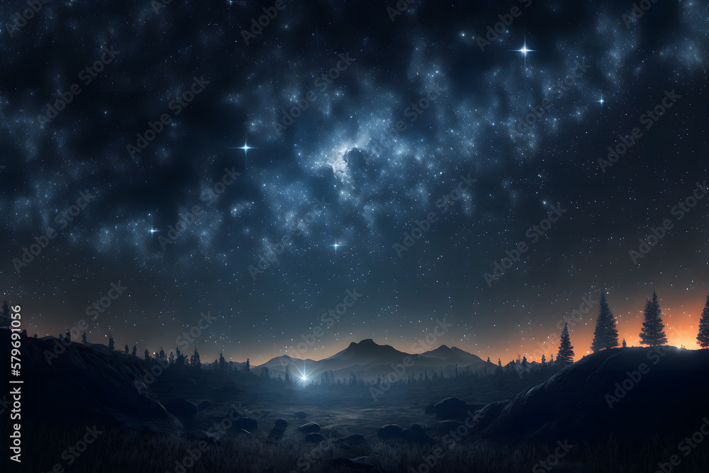 Surreal night sky full of stars and epic milky ways. Neural network AI ...