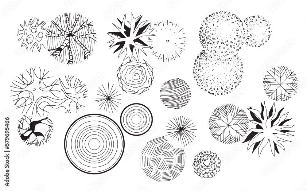Vetor de Landscape trees in terms of graphics hand drawn architectural ...