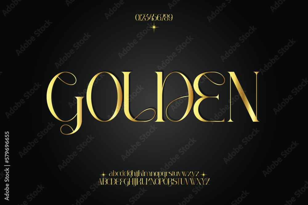 Golden elegant golden alphabet letters font set. Classic Custom gold ...