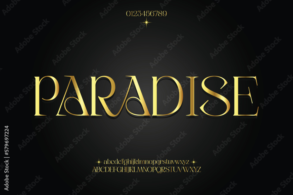 Paradise elegant golden alphabet letters font set. Classic Custom gold ...