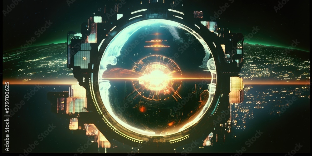 sci-fi cosmic worm whole view of transparent holographic teleportation ...