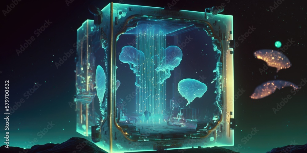 sci-fi cosmic worm whole view of transparent holographic teleportation ...