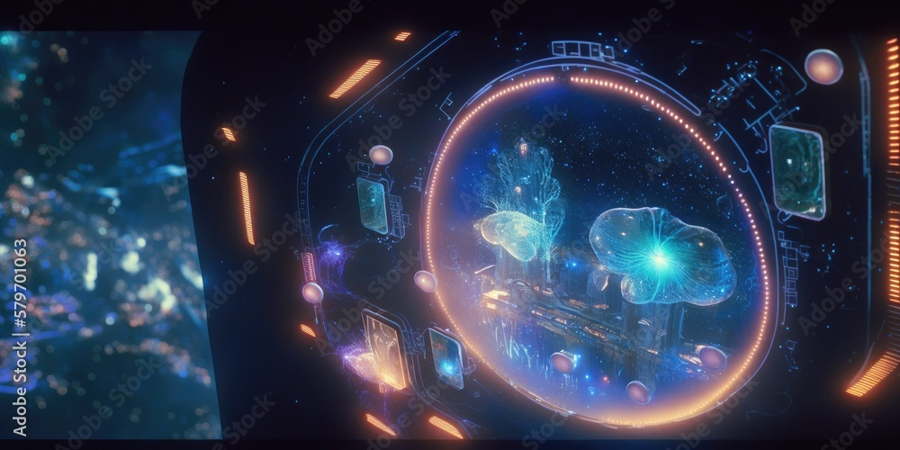 sci-fi cosmic worm whole view of transparent holographic teleportation ...