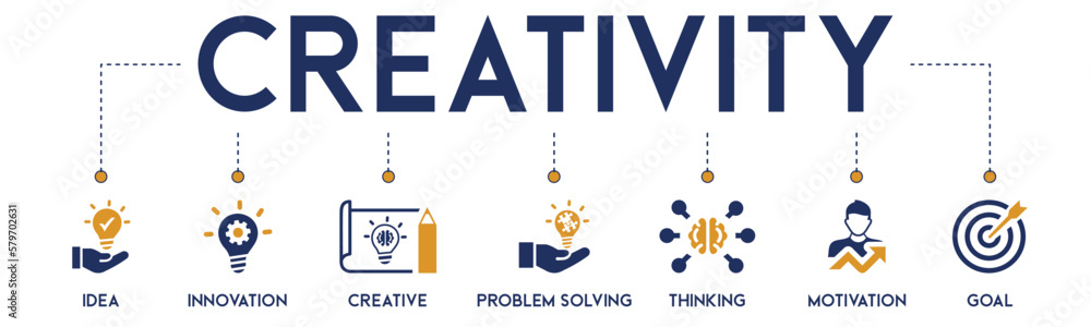 Creativity banner web icon vector illustration concept with icon of ...