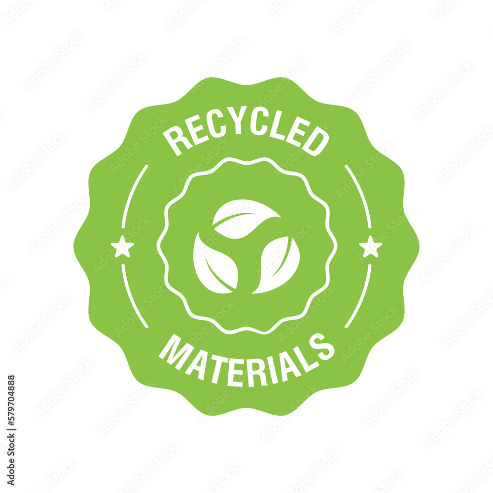 Recycled materials vector icon, logo, badge or label. Vector ...