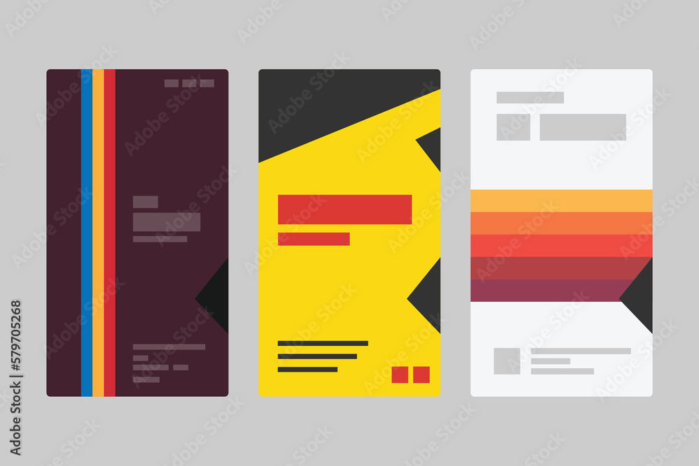 set of three minimalist vhs covers blank template retro colors 80s 90s ...