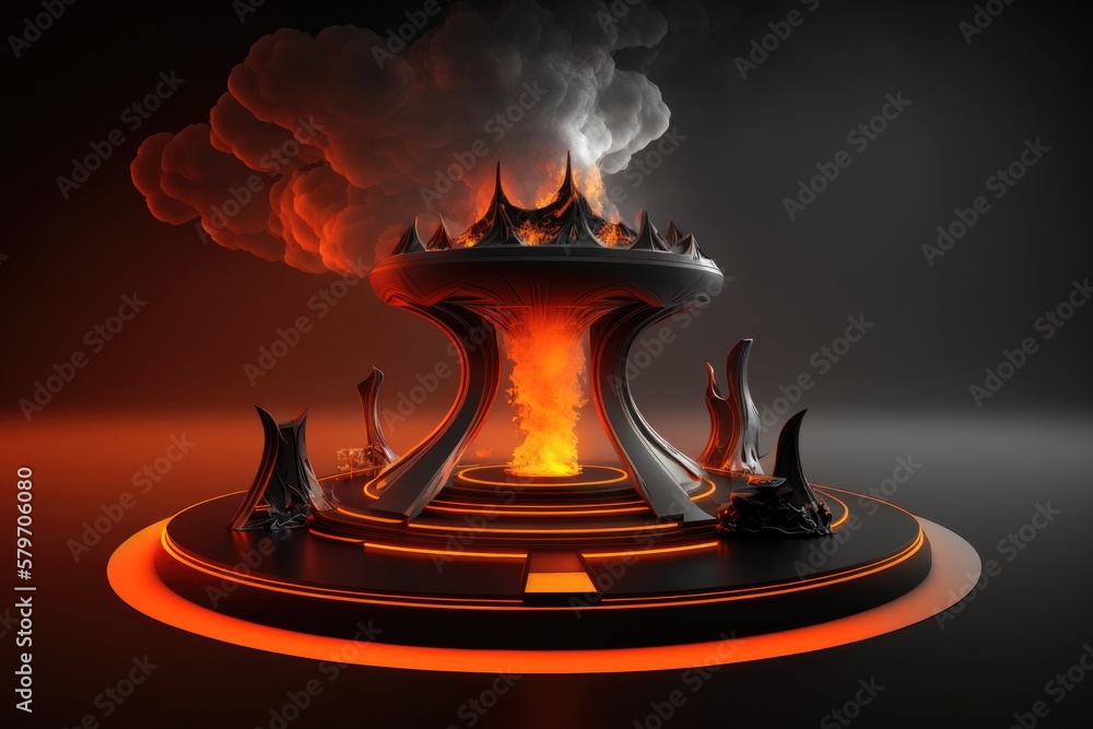 futuristic empty podium stage with Smoke and neon light generative ai ...