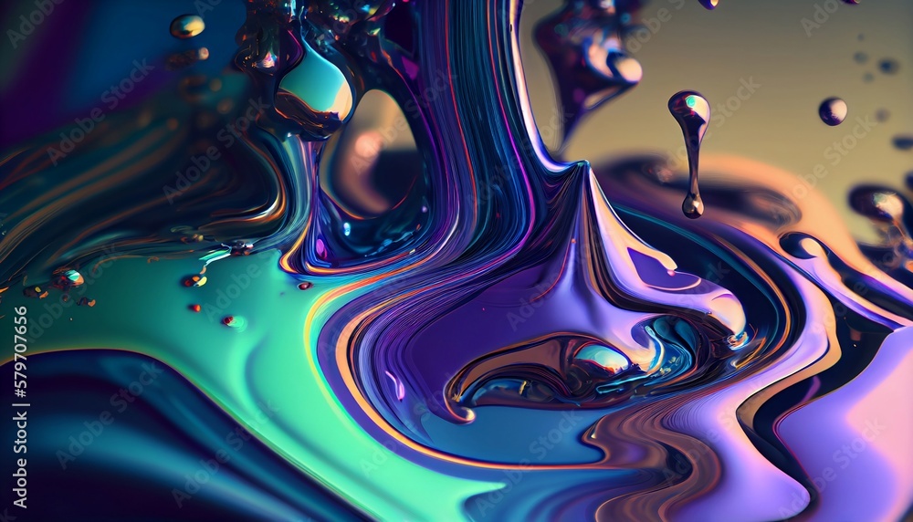 an oil slick background with a mix of blue, purple, and green colors ...