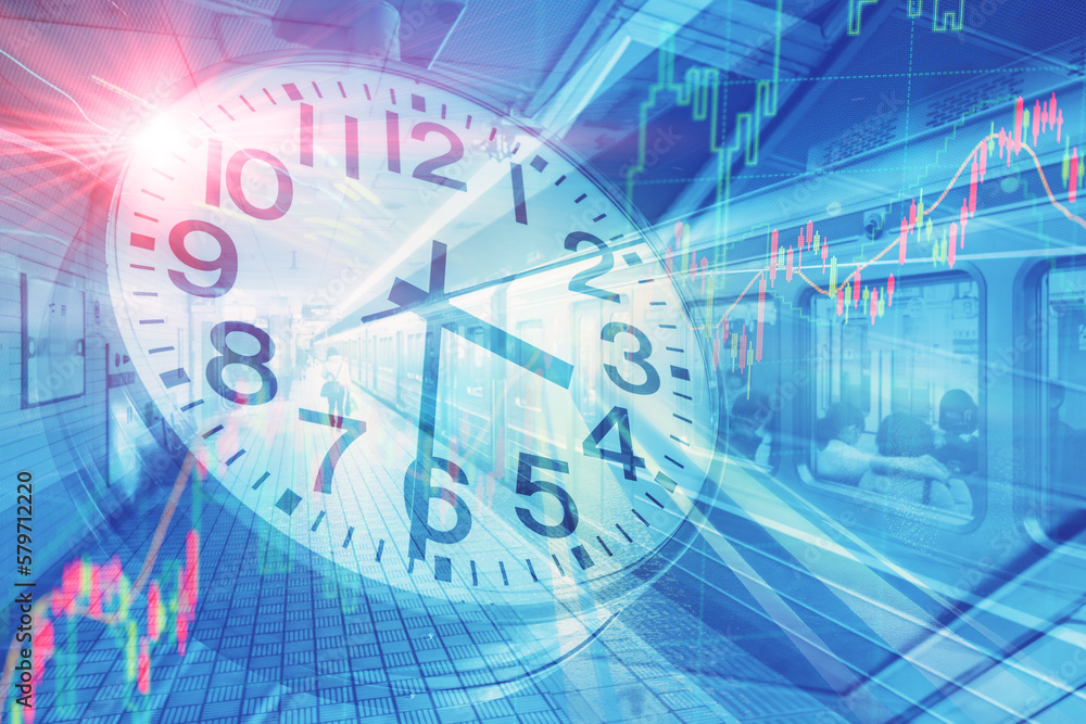 business times and people travel in working hours for financial concept ...