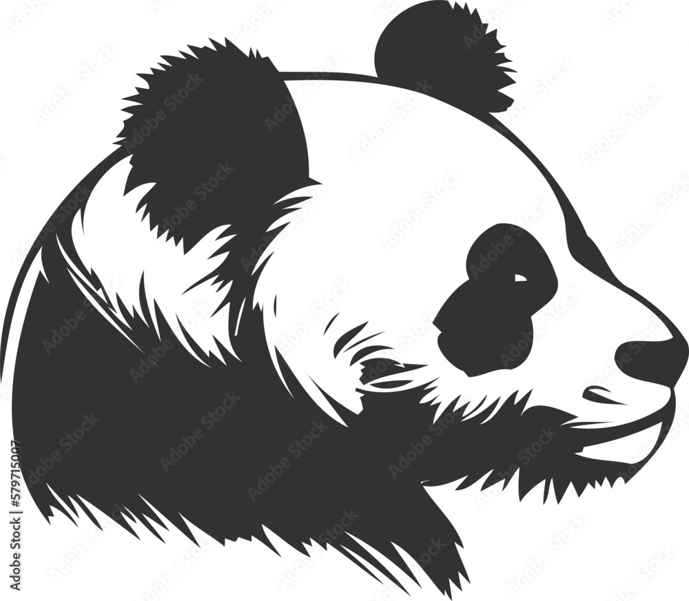 Adorable panda face silhouette isolated vector illustration Stock ...