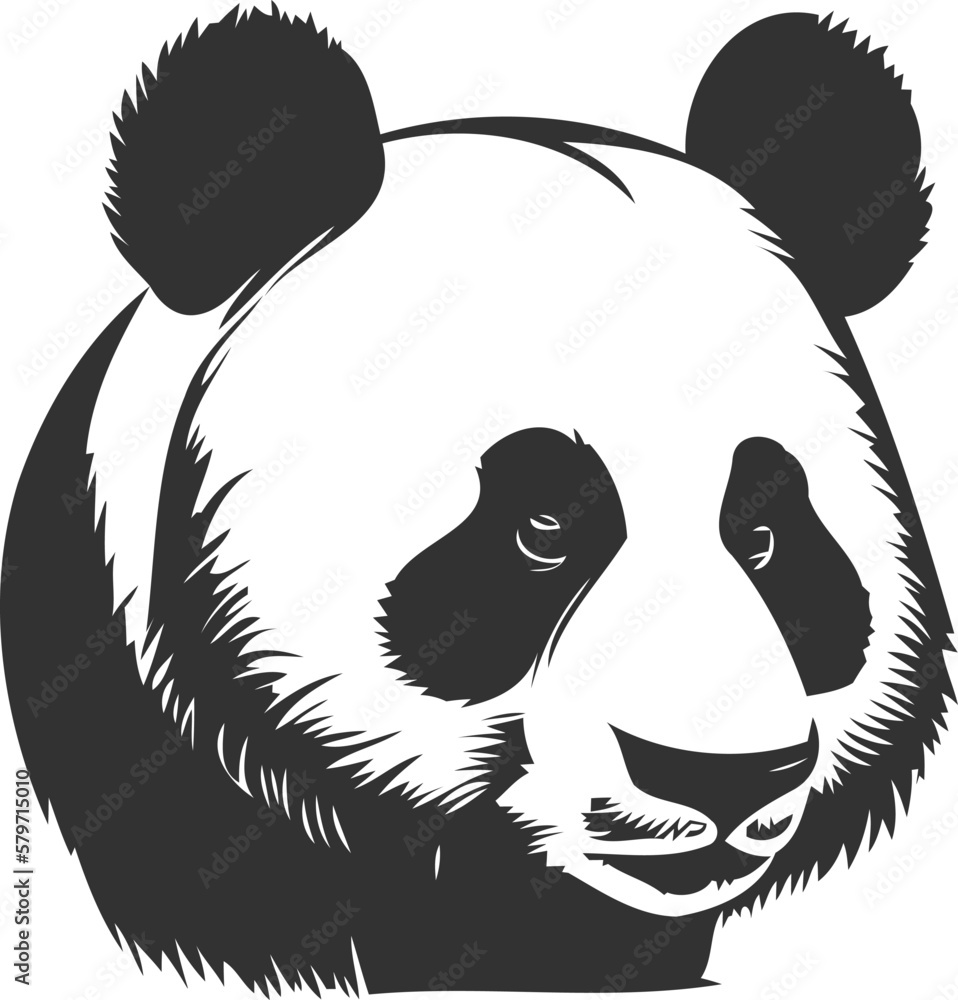 Adorable and cute panda face silhouette isolated vector mascot design ...