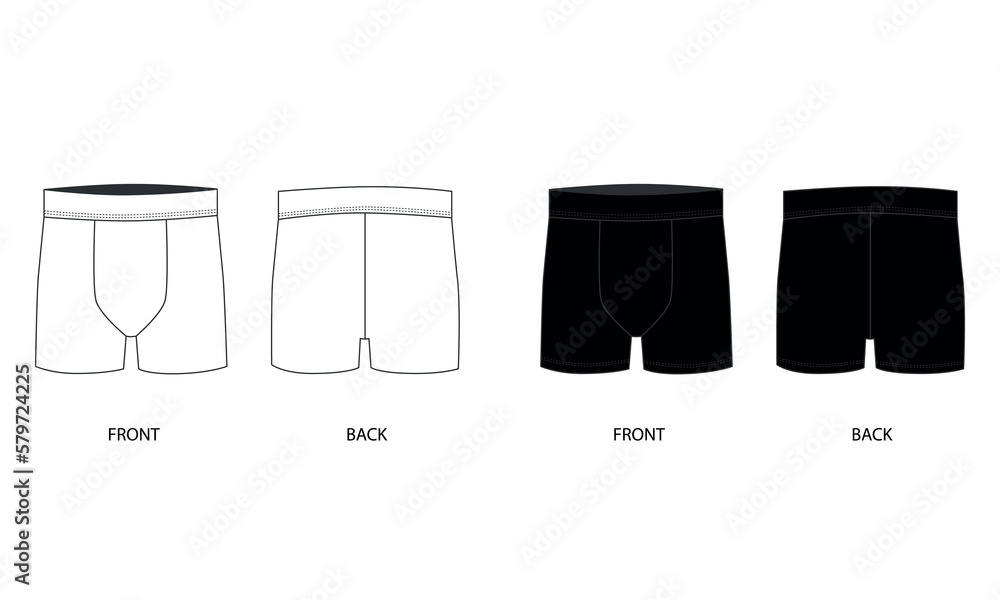 Vector drawing of men's underpants, front and back view. Men's briefs ...
