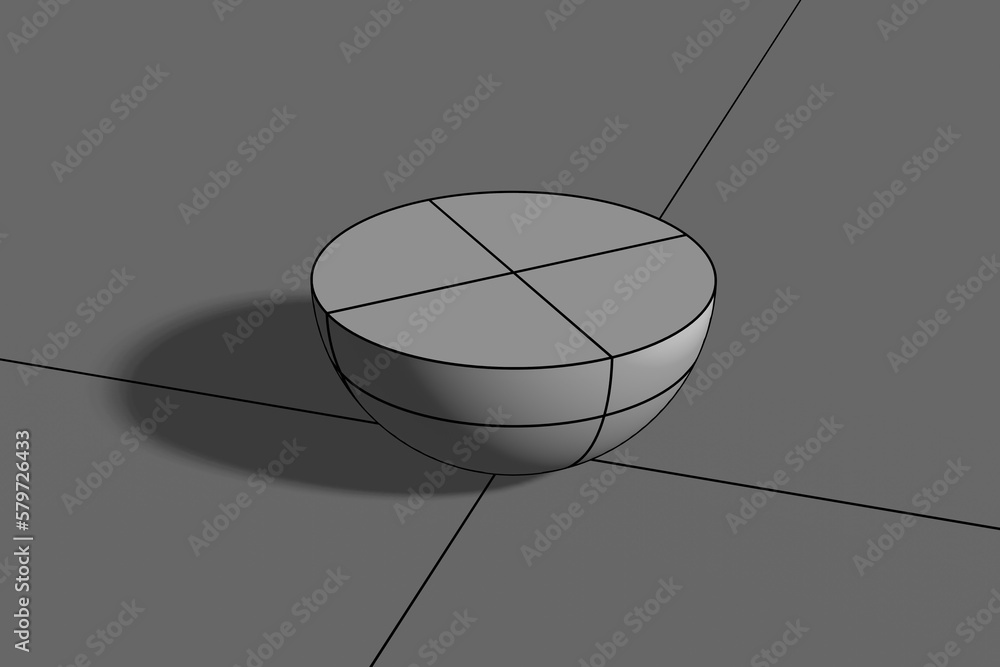How to draw a half sphere. Geometry shape shading Stock Illustration ...