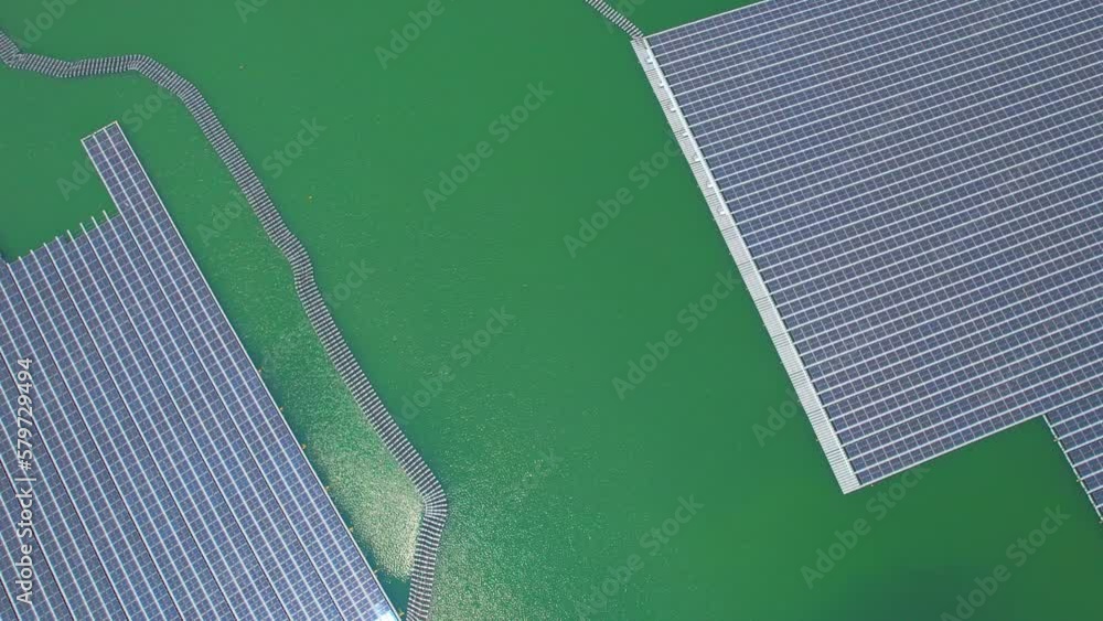 Floating solar panels harnessing clean energy from the sun while ...