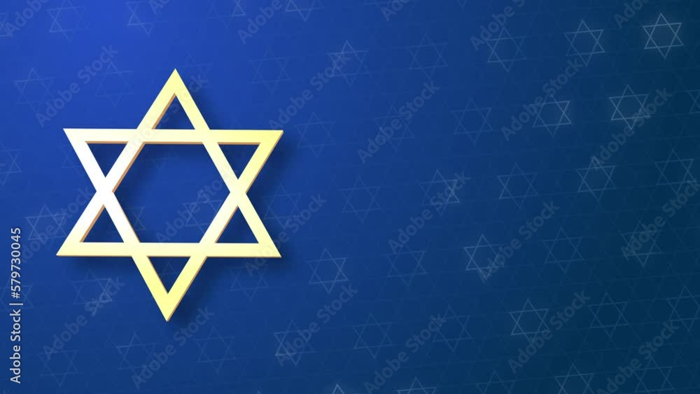 Hexagonal Star of David on blue looped background. State symbol of ...