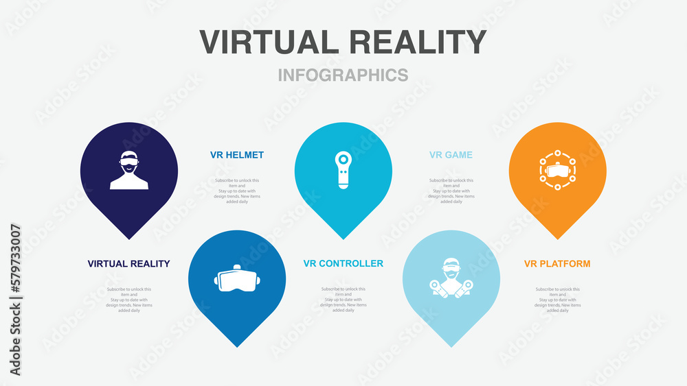 Vetor de virtual reality, VR helmet, VR controller, game, VR platform ...