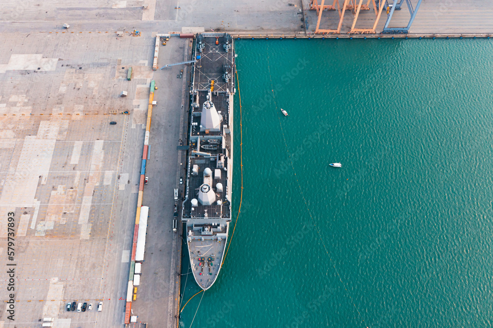 Aerial top view of USS John P. Murtha (LPD-26) San Antonio-class ...