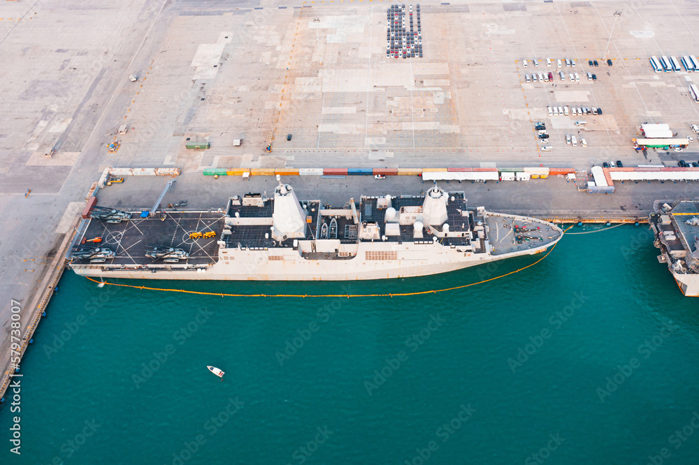 Aerial top view of USS John P. Murtha (LPD-26) San Antonio-class ...