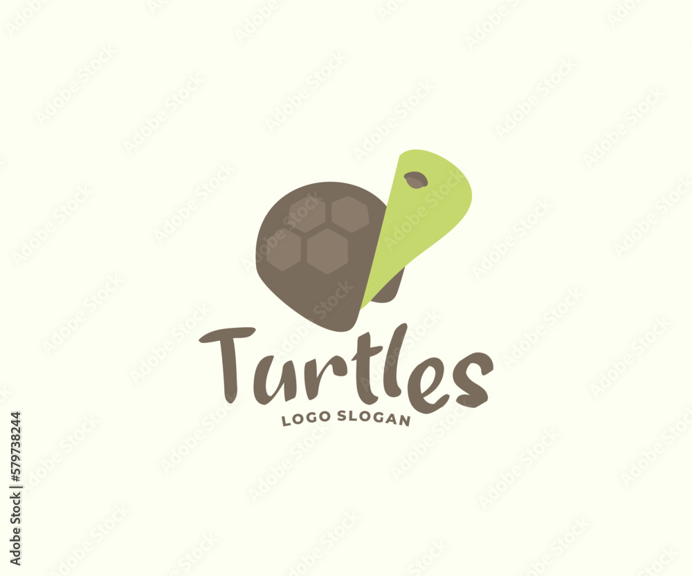 Cartoon turtle graphic design. Сute turtle hiding in shell logo design ...