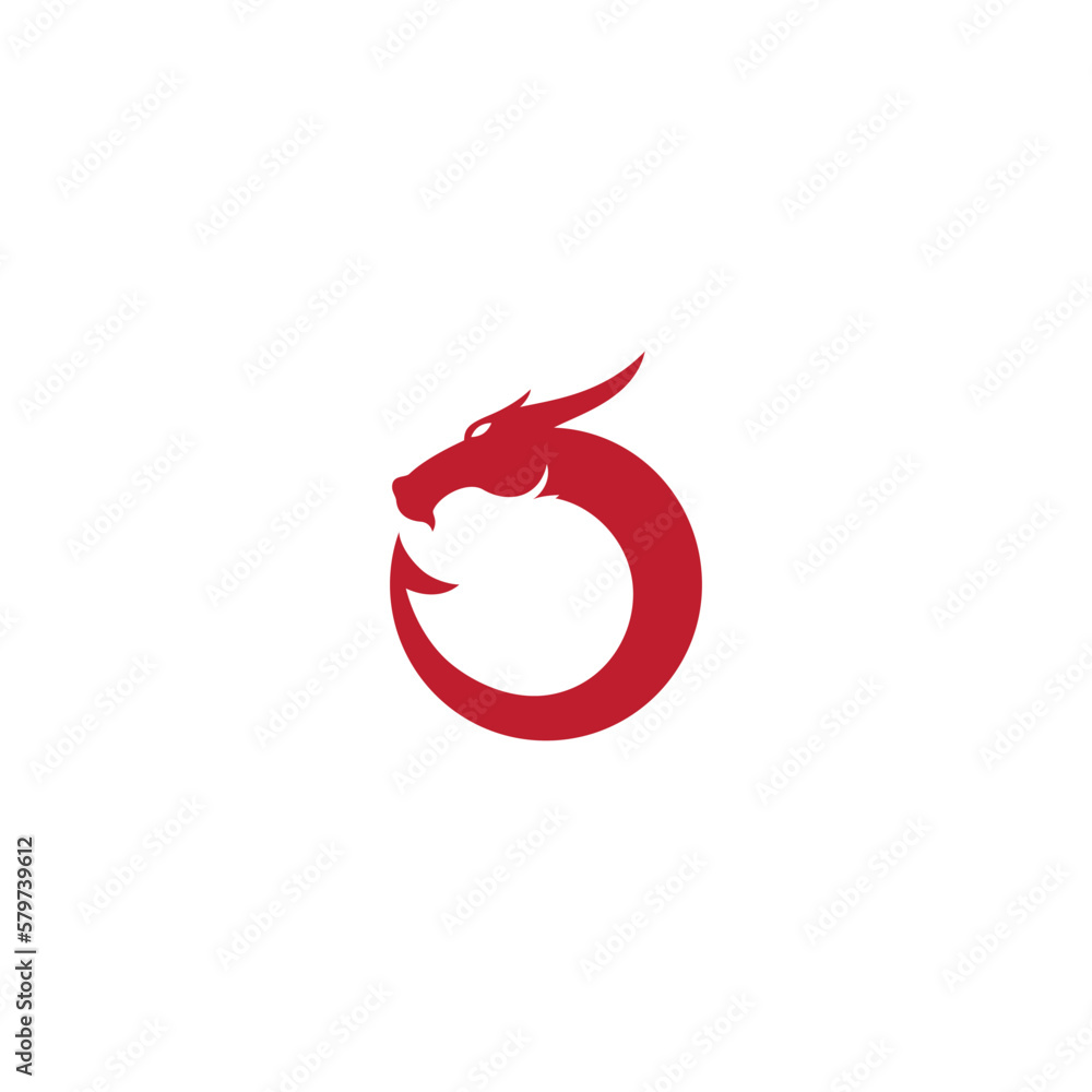 vector illustration of dragon head and letter O for icon, symbol or ...