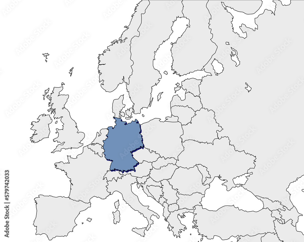 Europe continent with Germany detail flat map. Europe countries ...