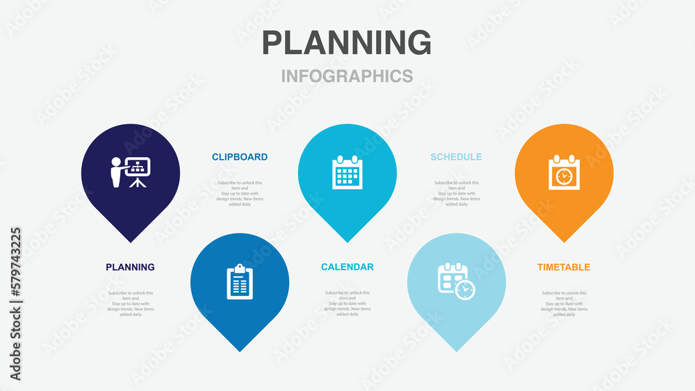 Vetor de planning, clipboard, calendar, schedule, timetable, icons ...