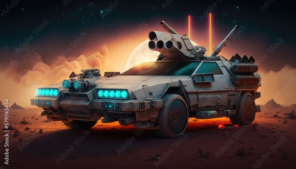 Futuristic modern car wallpaper equipped with machine guns and missile ...