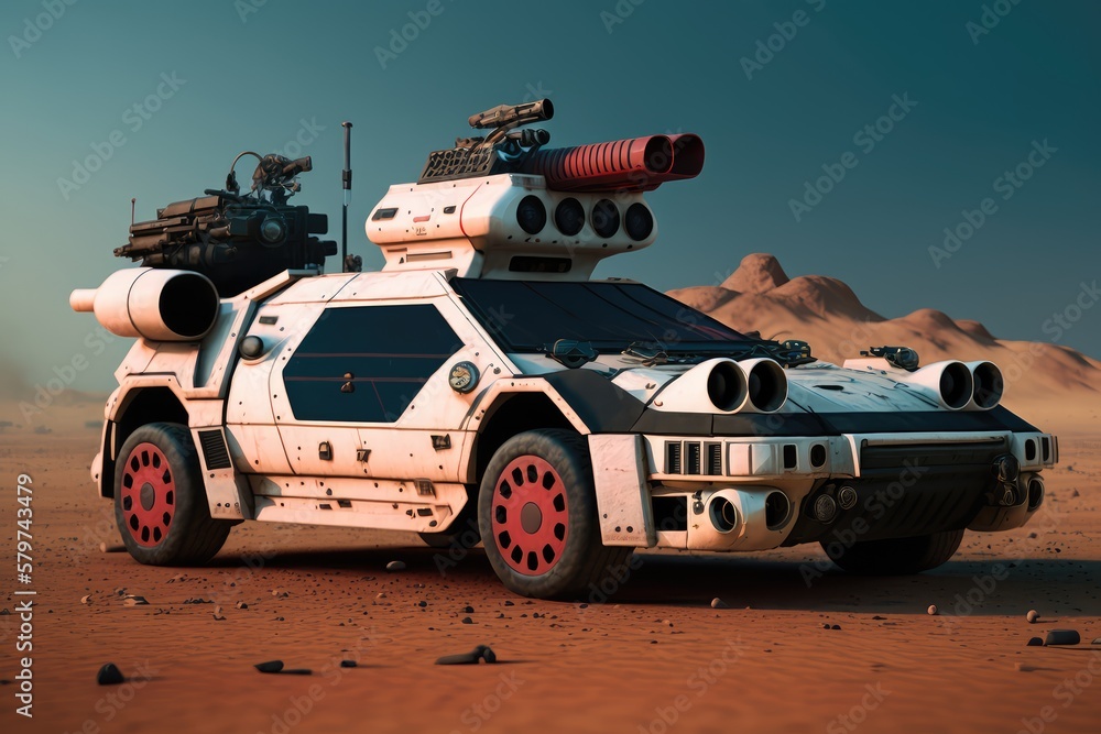 Futuristic modern car wallpaper equipped with machine guns and missile ...