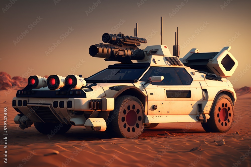 Futuristic modern car wallpaper equipped with machine guns and missile ...