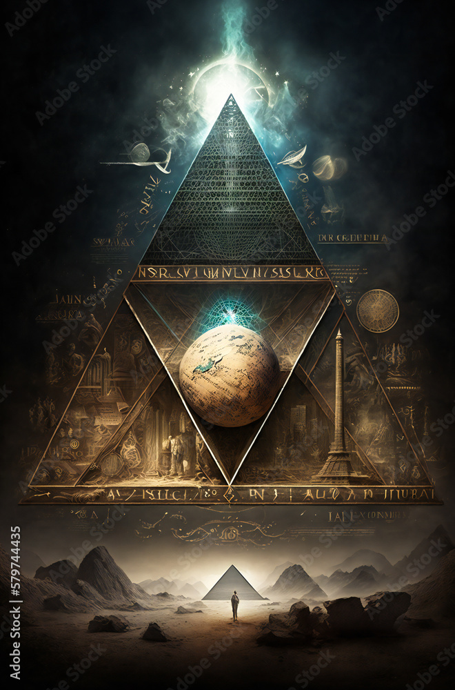 Pyramid with astrology and esoteric symbols on it. Esoteric, ancient ...