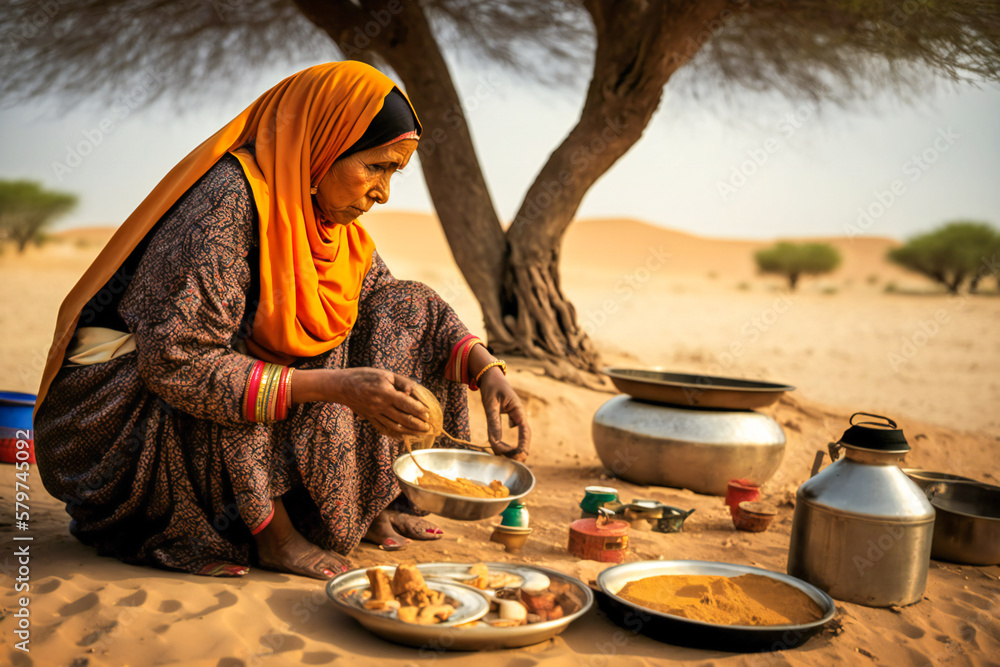 Photo & Art Print Middle East woman cooking a traditional meal, Adrian ...