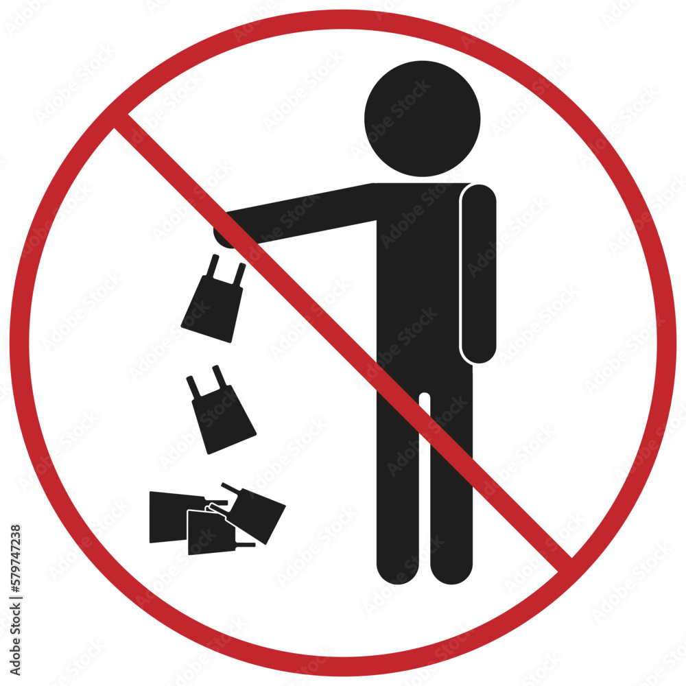 Isolated do not litter sign, keep clean, with illustration man throw ...