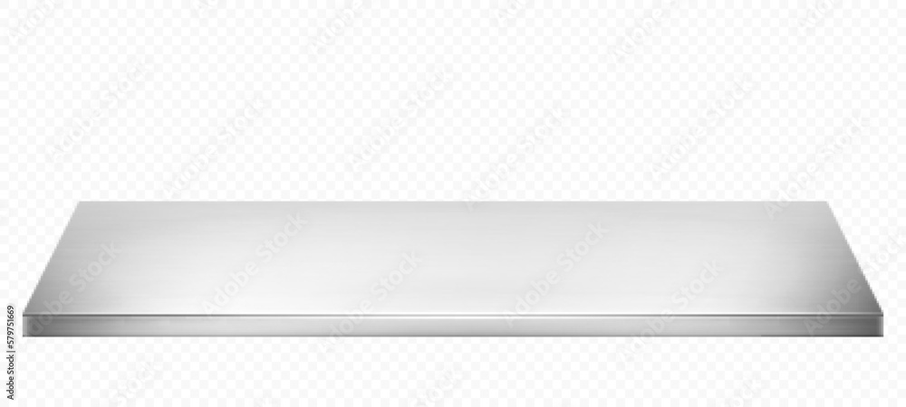 Metal kitchen tabletop isolated on transparent background. Steel table ...