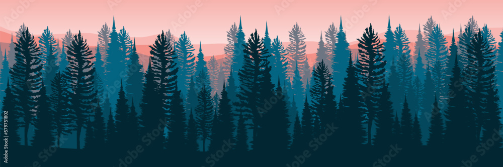 pine tree silhouette flat design vector banner template good for web ...