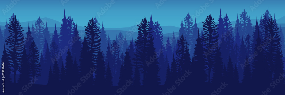 pine tree silhouette flat design vector banner template good for web ...