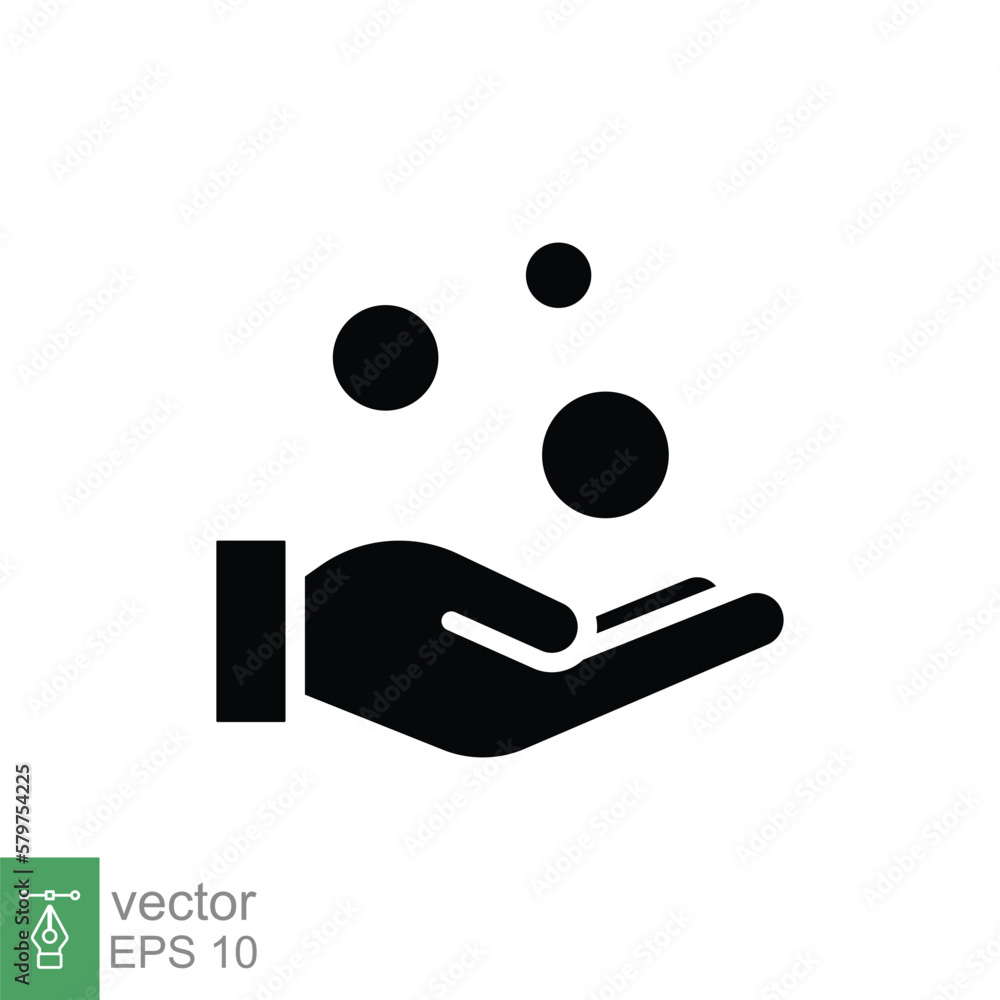 Money on hand, obtain glyph icon concept. Simple solid style hand and ...